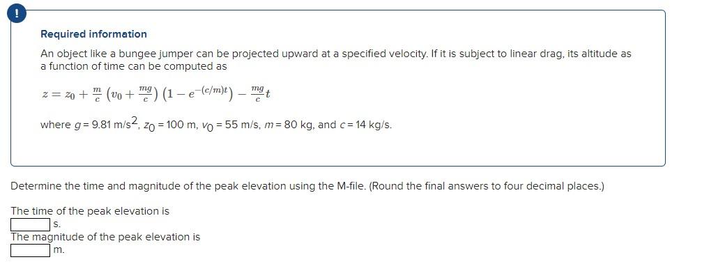 Solved Required information An object like a bungee jumper | Chegg.com