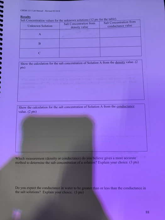 Determining Salt Concentration Using Two Methods Name | Chegg.com