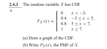 Solved 4.3 The random variable X has CDF | Chegg.com