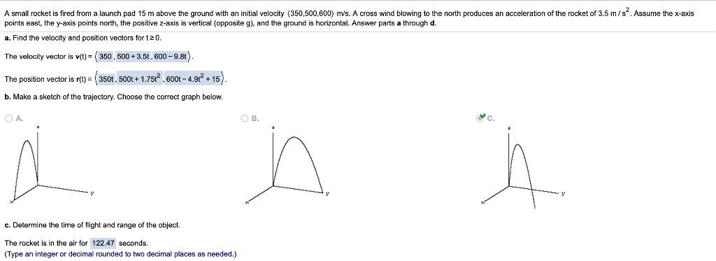 Solved A small rocket is fired from a launch pad 15 m above | Chegg.com
