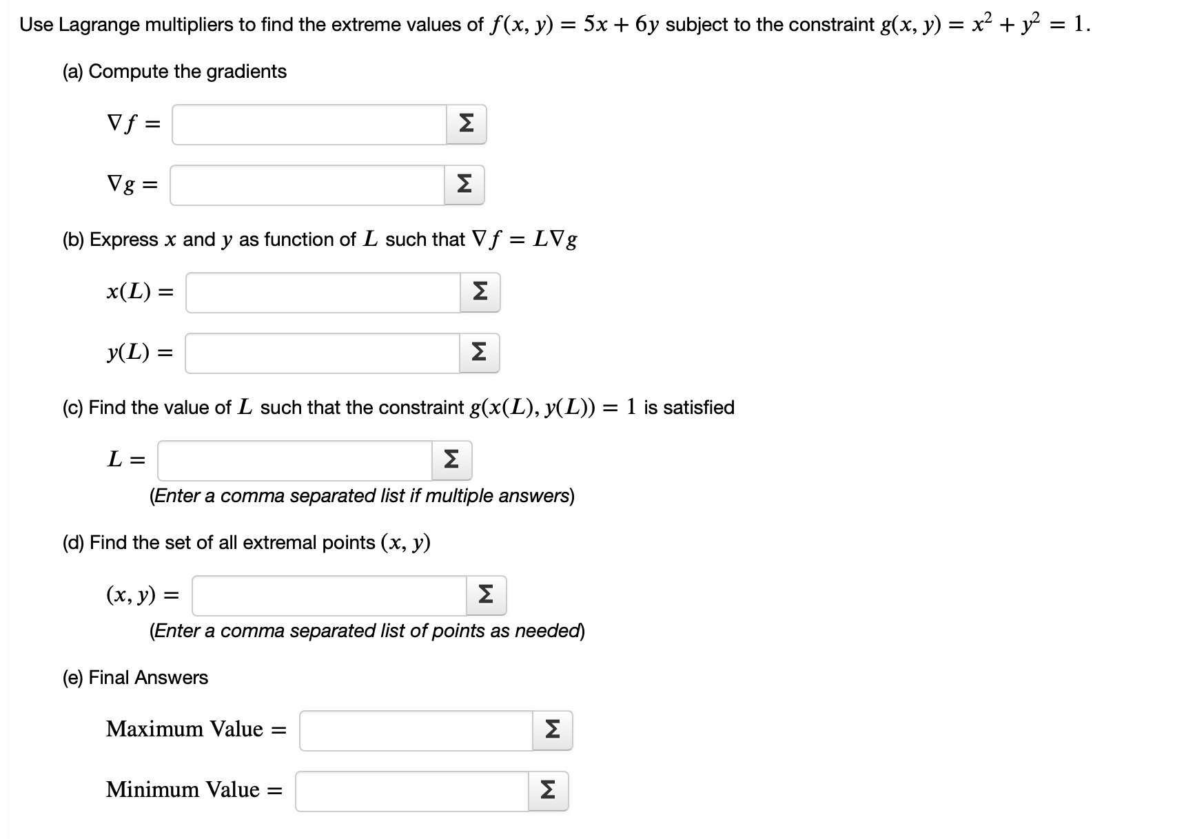 Solved Use Lagrange multipliers to find the extreme values | Chegg.com