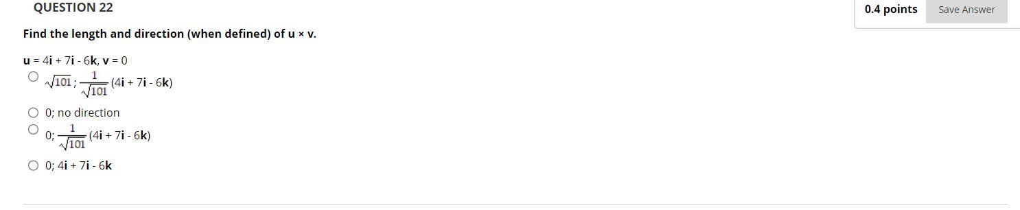 Solved Find the length and direction (when defined) of u×v. | Chegg.com