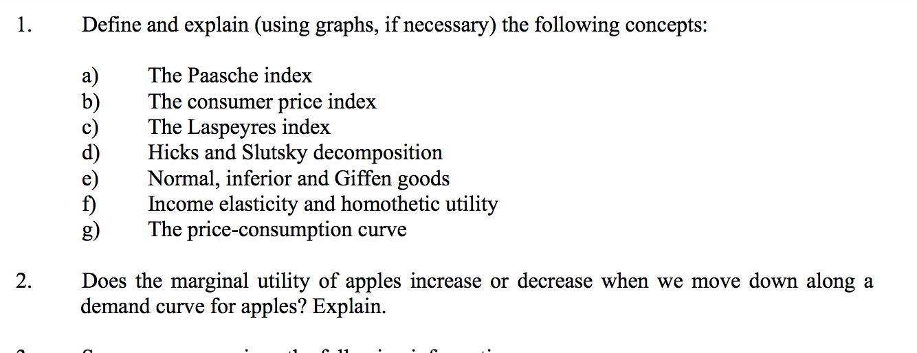 Solved 1. Define and explain (using graphs, if necessary) | Chegg.com