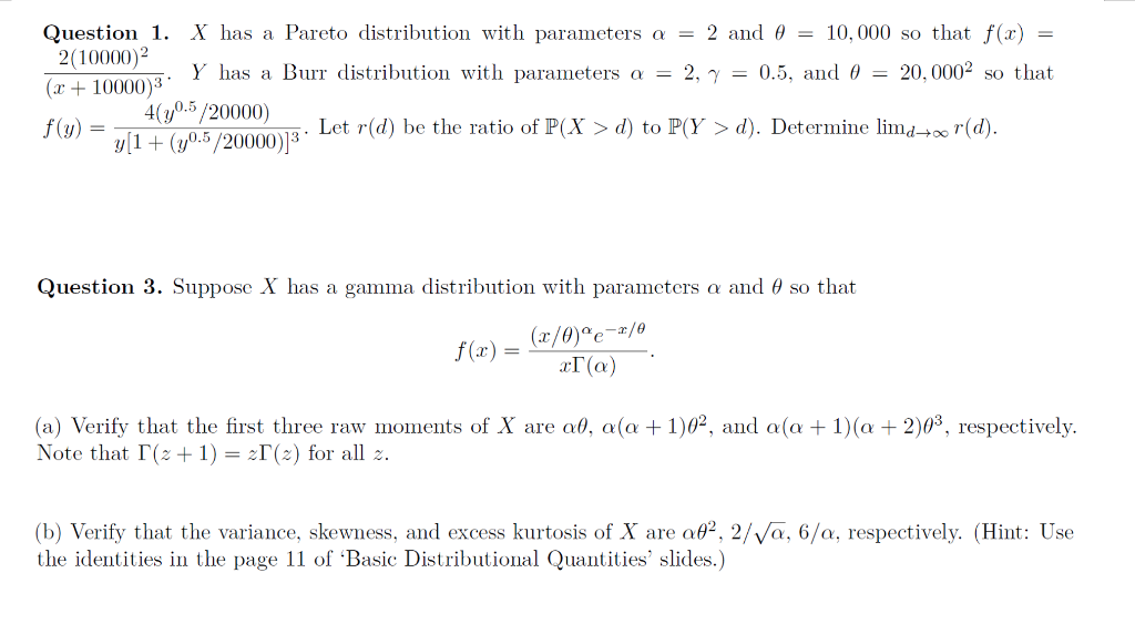 Solved Question 1. X has a Pareto distribution with | Chegg.com