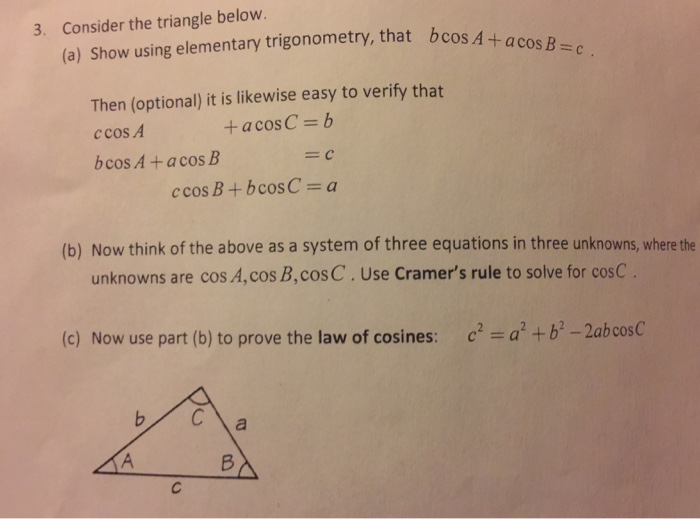 Solved Consider the triangle below Show using elementary | Chegg.com