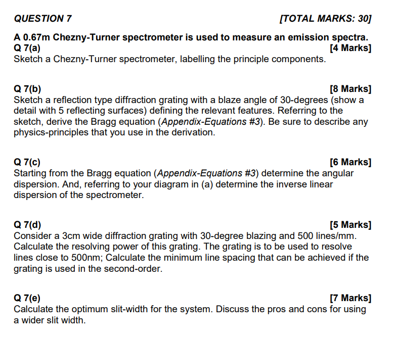 Solved QUESTION 7 [TOTAL MARKS: 30] A 0.67 m Chezny-Turner | Chegg.com