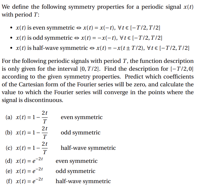 Solved We define the following symmetry properties for a | Chegg.com