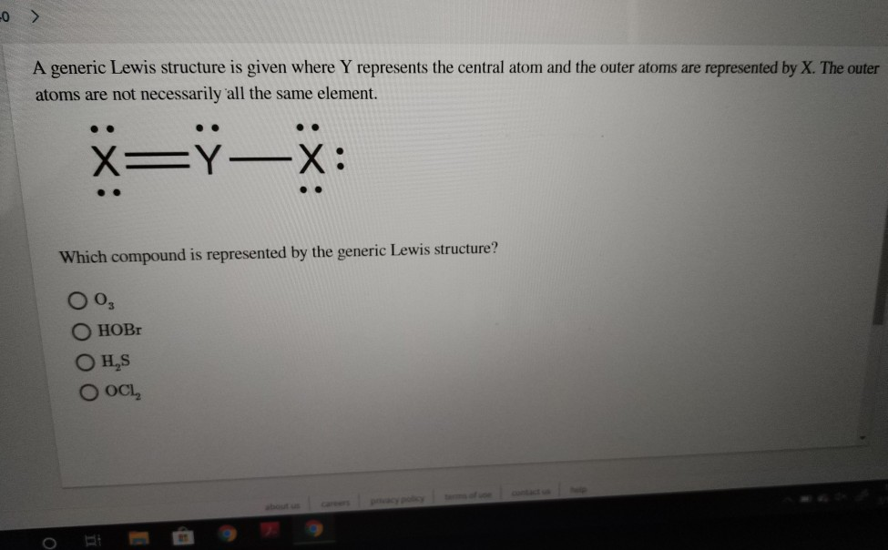 Solved A generic Lewis structure is given where Y represents | Chegg.com