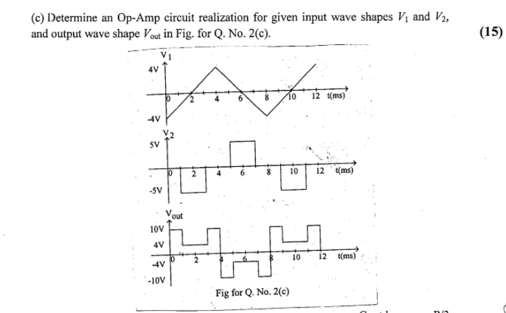 Solved (c) Determine an Op-Amp circuit realization for given | Chegg.com