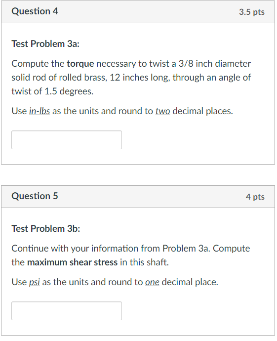 Solved Question 4 3.5 pts Test Problem 3a: Compute the | Chegg.com