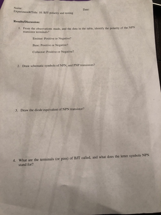 Transistor Polarity Identification