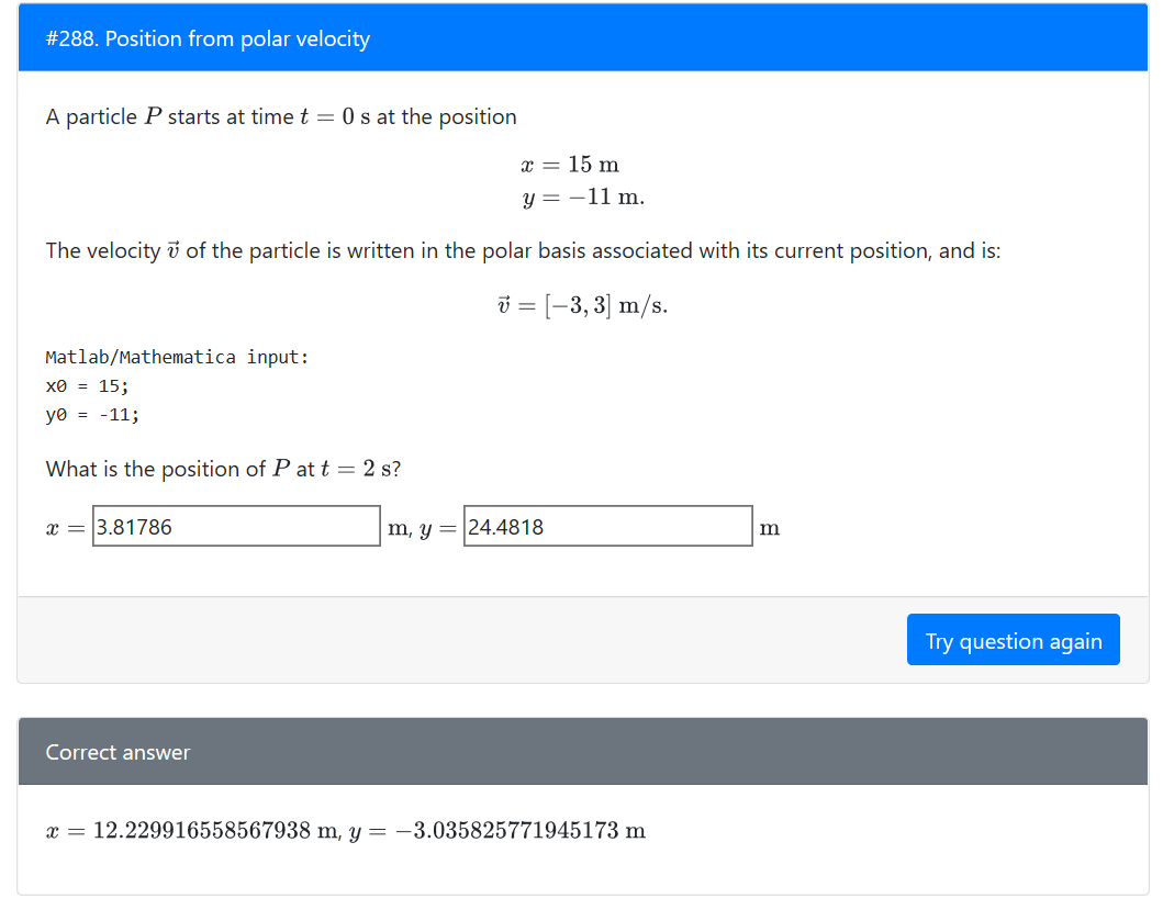 Solved #288. Position from polar velocity A particle P | Chegg.com
