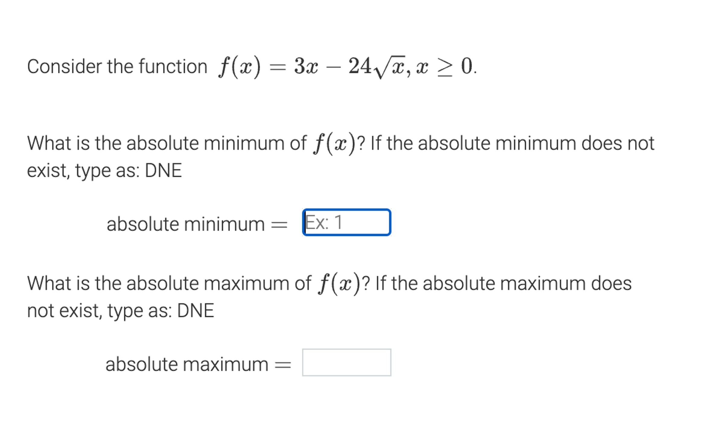 Solved Consider the function f(x)=3x-24x2,x≥0.What is the | Chegg.com