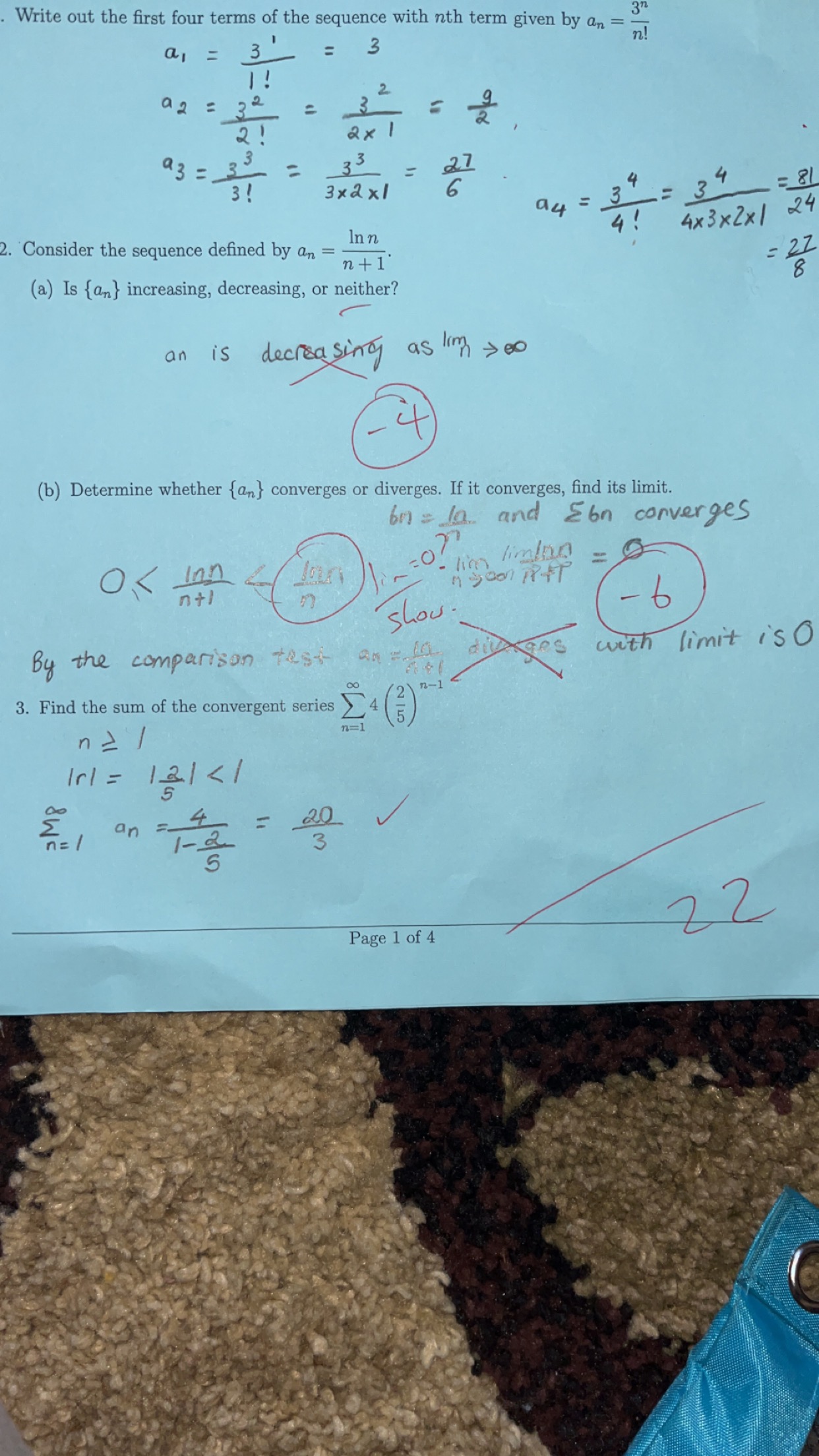 Solved Consider the sequence defined by an= ln n / n+1 Is an | Chegg.com