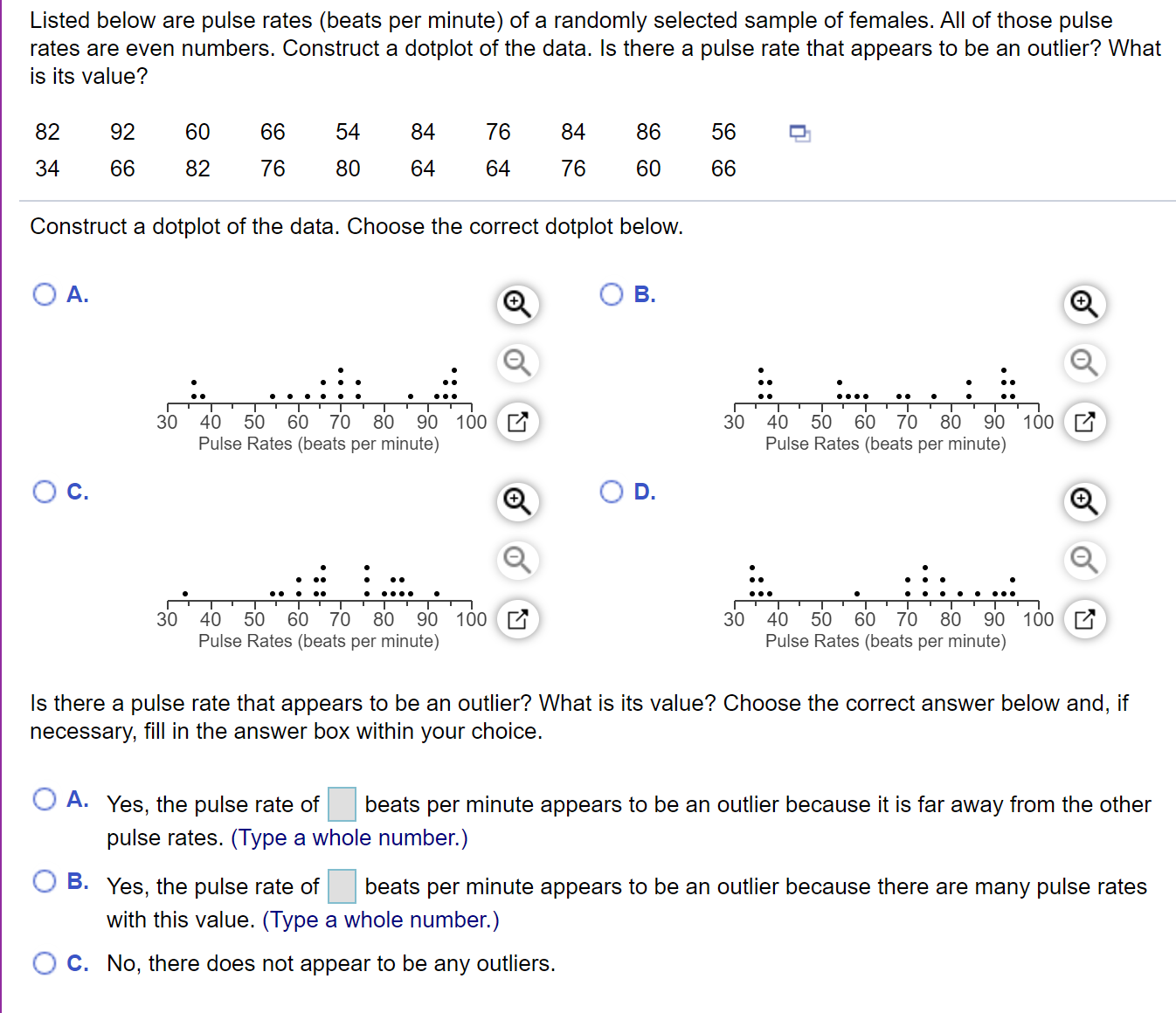 Solved Listed below are pulse rates (beats per minute) of a | Chegg.com