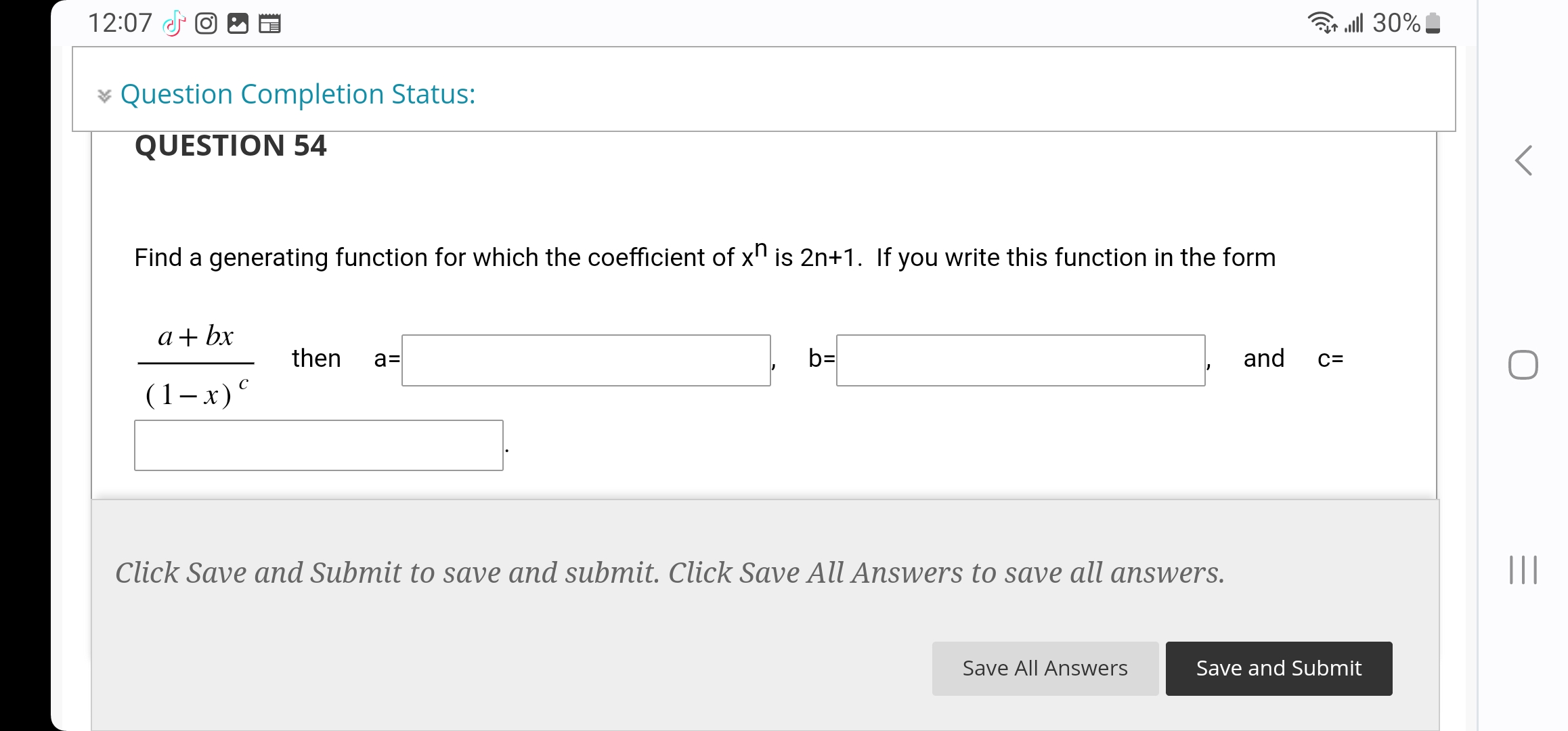 Solved Find a generating function for which the coefficient | Chegg.com
