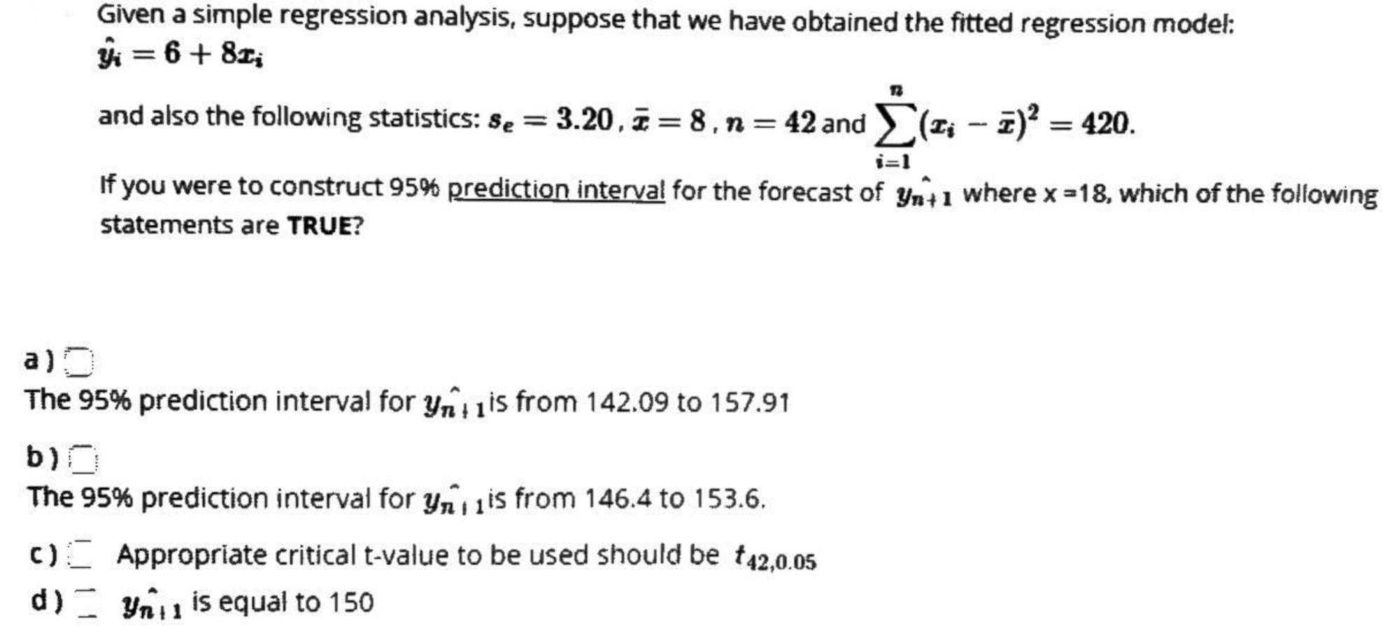 Solved Given a simple regression analysis, suppose that we | Chegg.com