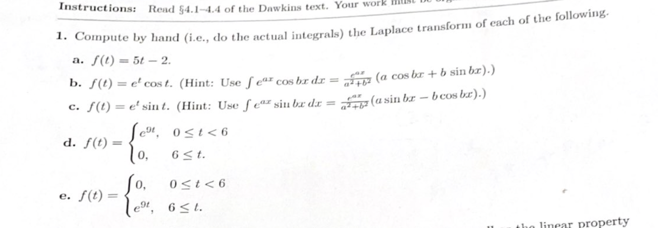 Solved 1. Compute by hand (i.e., do the actual integrals) | Chegg.com