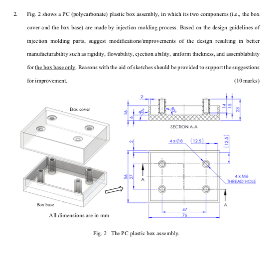 Solved 2. Fig 2 shows a PC (polycarbonate) plastic box | Chegg.com