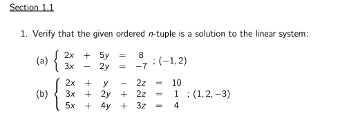 Solved Section 1.1 1. Verify that the given ordered n-tuple | Chegg.com
