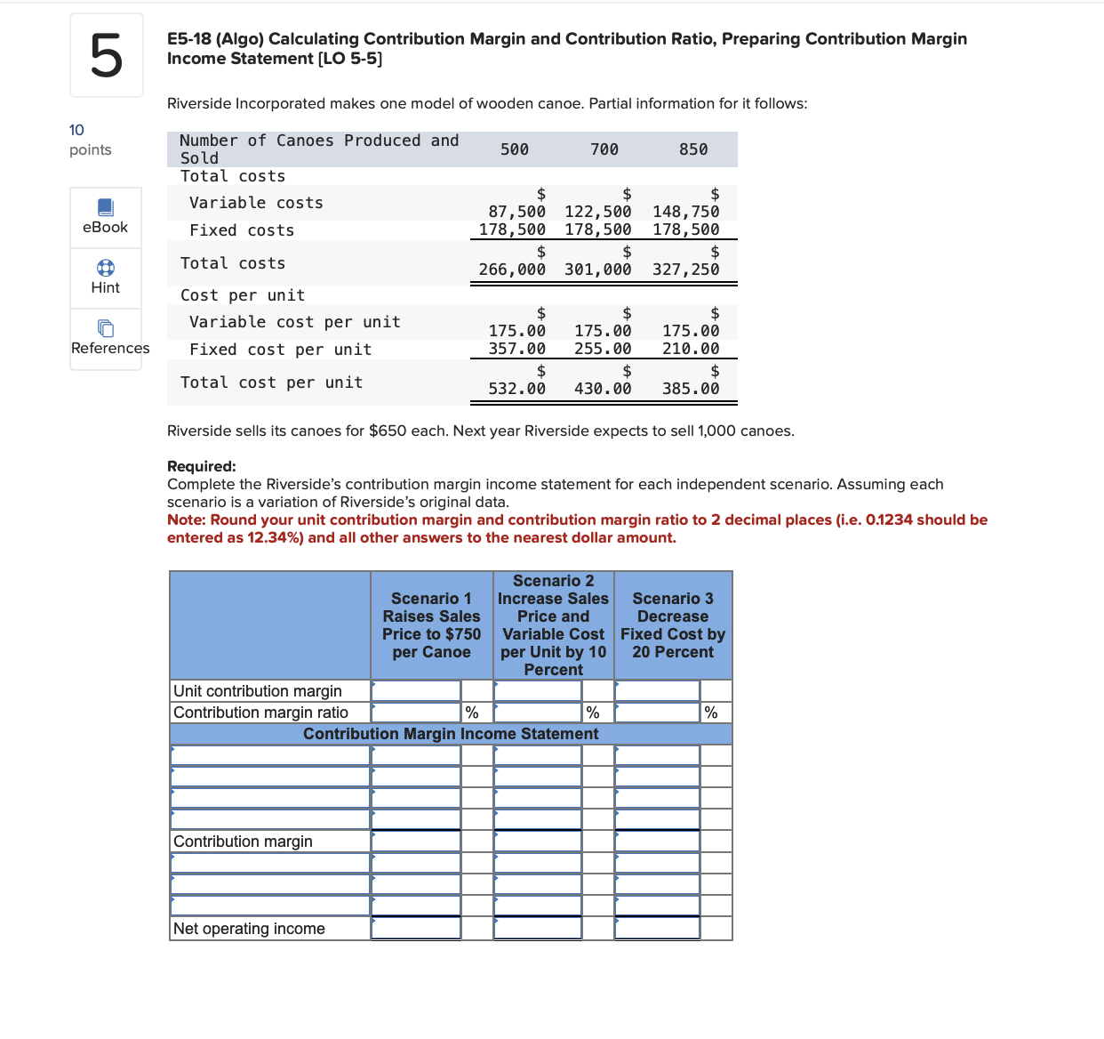 Solved E5-18 (Algo) Calculating Contribution Margin and | Chegg.com