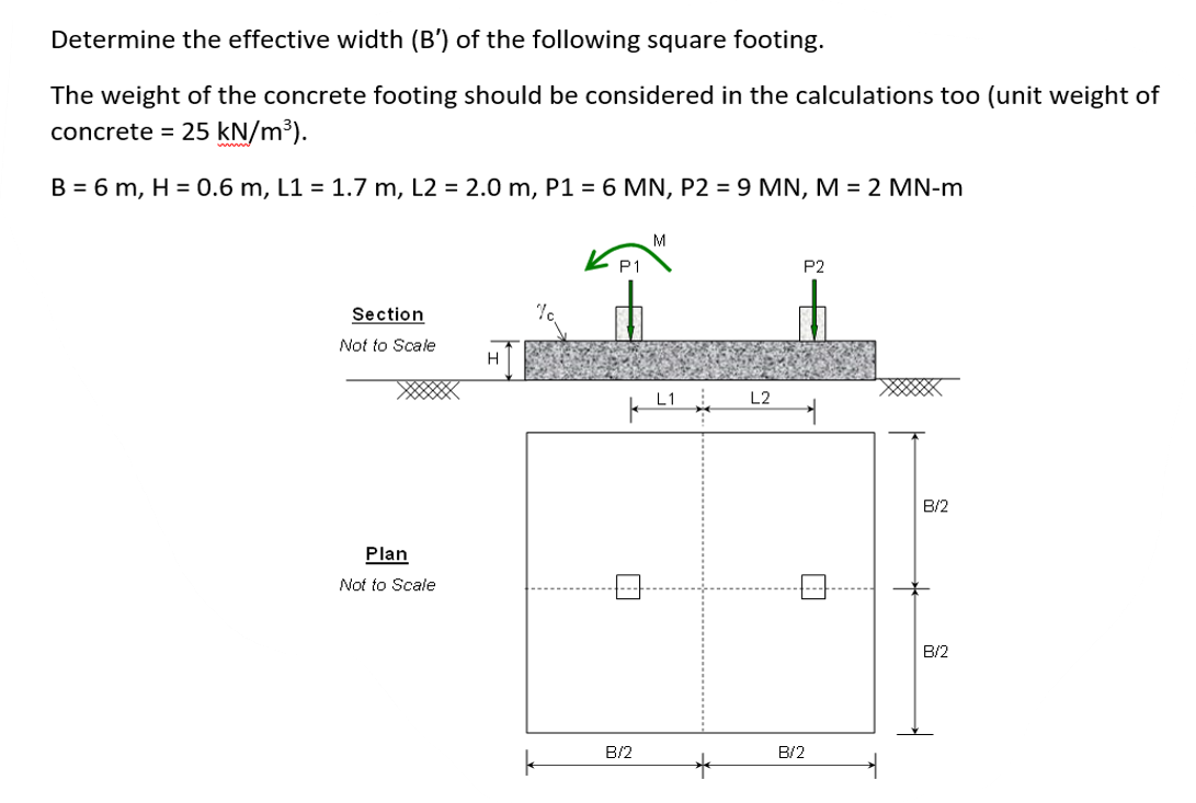 Solved Determine the effective width (B′) of the following | Chegg.com