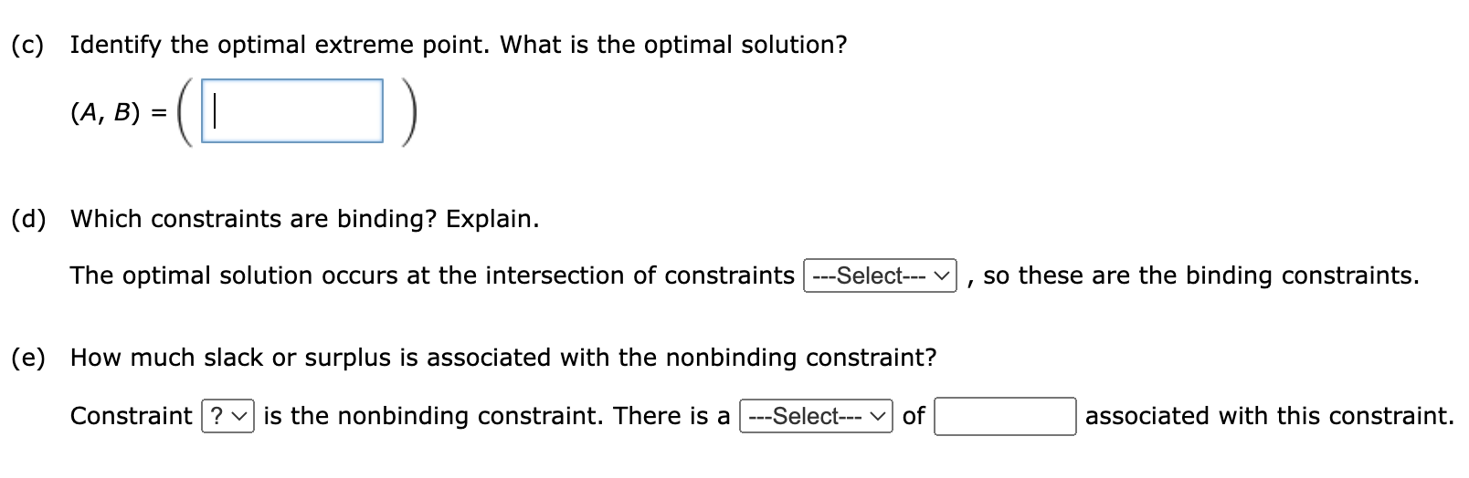 Solved s.t. A,B≥0 Max 2A+3B5A+5B≤390−1A+1B≤101A+3B≥90 | Chegg.com