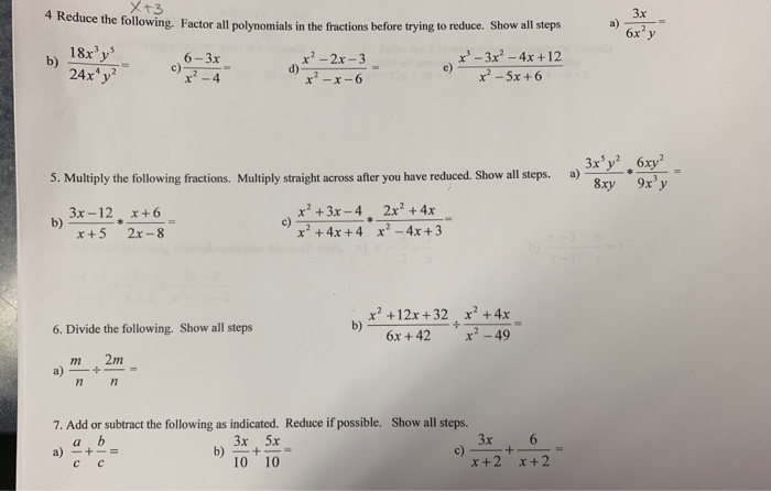 Solved 4 Reduce the following Factor all polynomials in the | Chegg.com