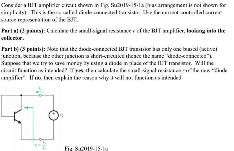 Solved Consider a BJT amplifier circuit shown in Fig. | Chegg.com
