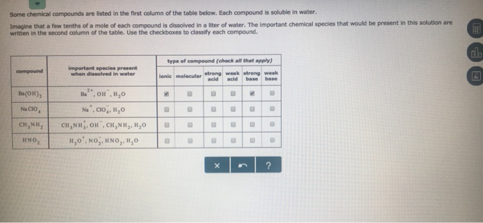 Solved Some chemical compounds are listed in the first | Chegg.com