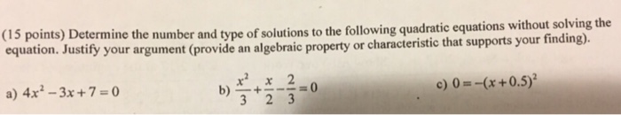 Solved Determine the number and type of solutions to the | Chegg.com