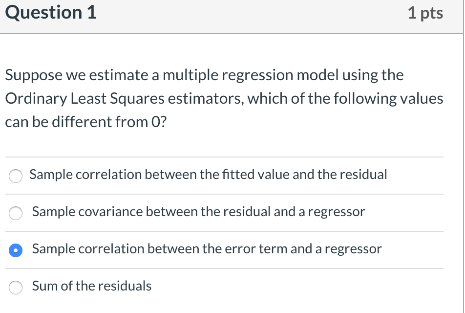 Solved Question 1 1 pts Suppose we estimate a multiple | Chegg.com