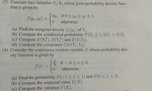 Solved Consider two variables Y1,Y2 whose joint probability | Chegg.com