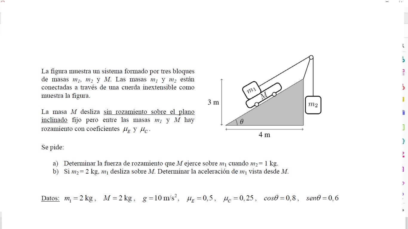 Solved La figura muestra un sistema formado por tres bloques | Chegg.com