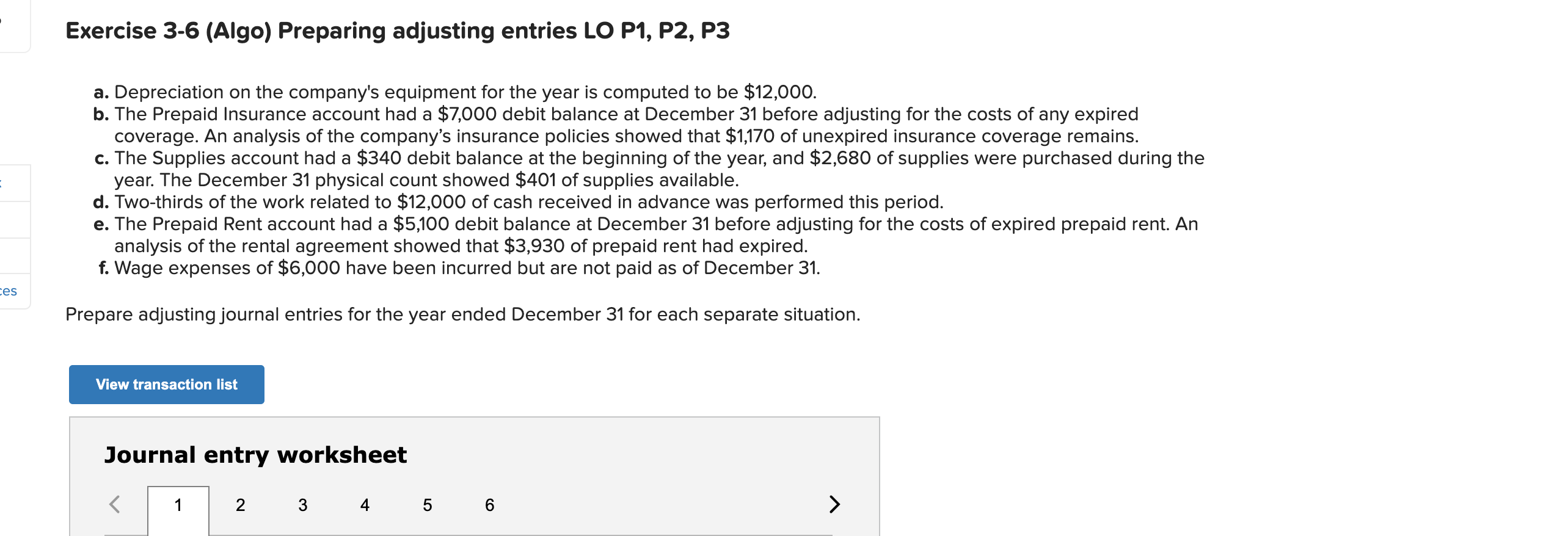 Solved Exercise 3-6 (Algo) Preparing adjusting entries LO | Chegg.com