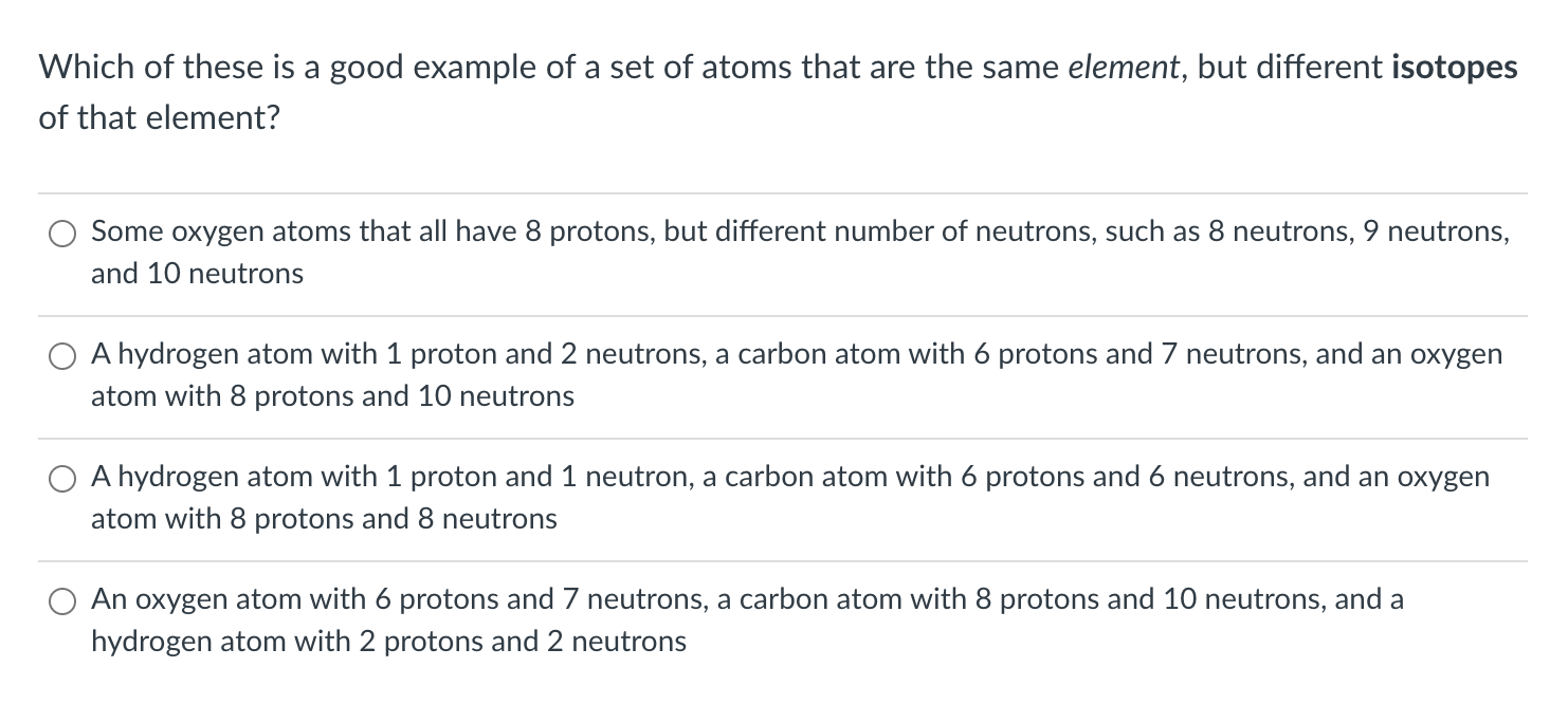Solved Which of these is a good example of a set of atoms | Chegg.com