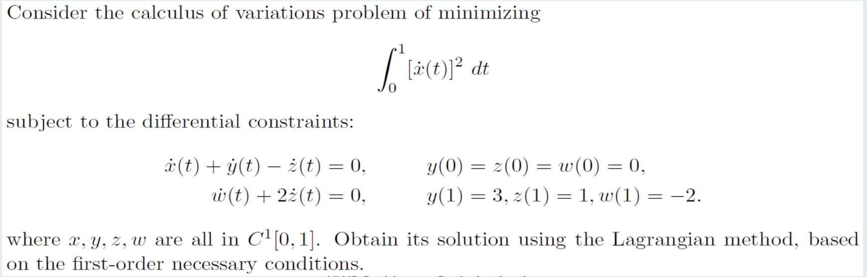 Solved Consider the calculus of variations problem of | Chegg.com