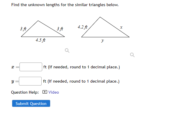 Solved Find the unknown lengths for the similar triangles | Chegg.com