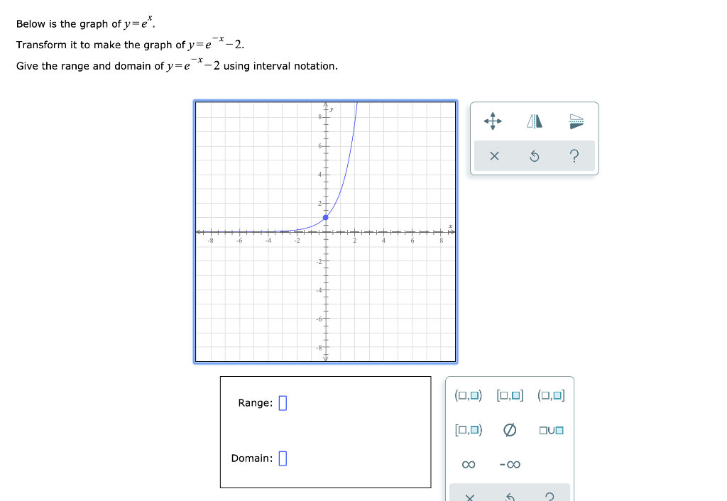 Solved Below is the graph of y=e*. Transform it to make the | Chegg.com