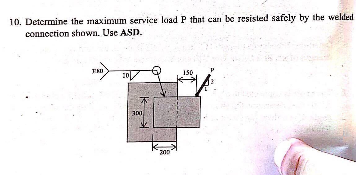 Solved 10. Determine the maximum service load P that can be | Chegg.com