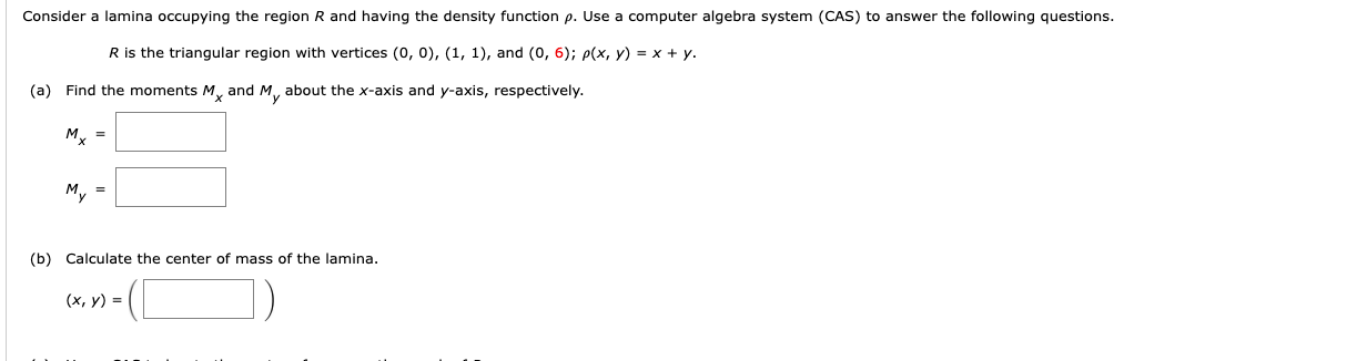 Solved Consider a lamina occupying the region R and having | Chegg.com
