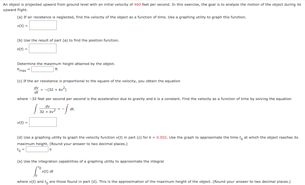 Solved An object is projected upward from ground level with | Chegg.com