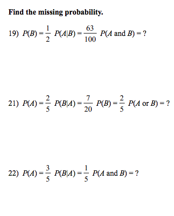 Solved Find the missing probability. 63 PAB)= P(A and B) = ? | Chegg.com