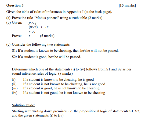 Solved Question 5[15 ﻿marks]Given the table of rules of | Chegg.com