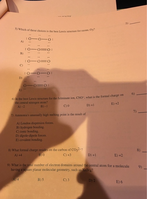 Solved Which of these choices is the best Lewis structure | Chegg.com