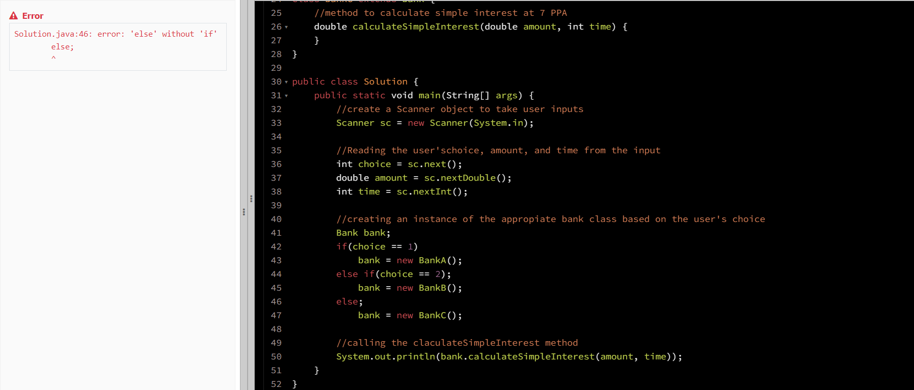 Solved Method overriding to calculate simple interest Create | Chegg.com