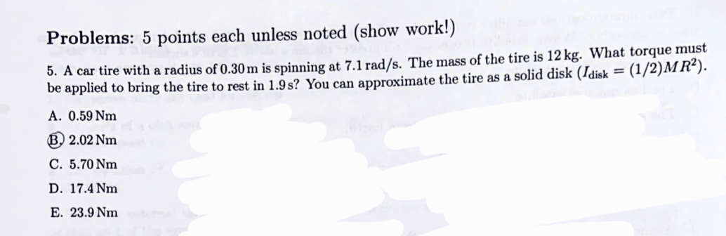 Solved Problems: 5 points each unless noted (show work!) 5. | Chegg.com