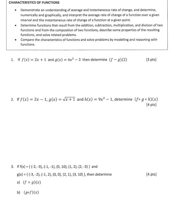 Solved CHARACTERISTICS OF FUNCTIONS - Demonstrate an | Chegg.com