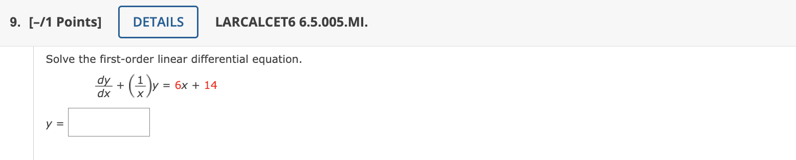 Solved 6. [-/1 Points] DETAILS LARCALCET6 6.3.020. Find the | Chegg.com