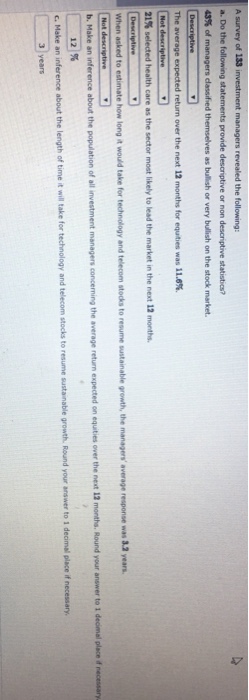 Solved provide descriptive or non descriptive statistics? | Chegg.com